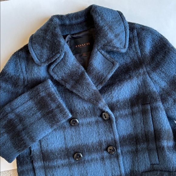 Coach | Jackets & Coats | Coach Wool Alpaca Blue Plaid Heavy Double ...
